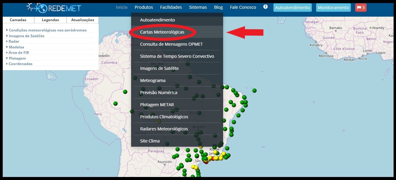 Produtos da REDEMET: Cartas de Ventos. – Central de Ajuda DECEA