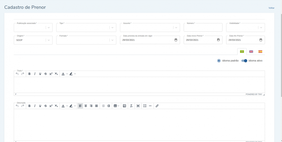 Perfil gerencial – Como cadastrar uma PRENOR no Publicações 2.0 ...