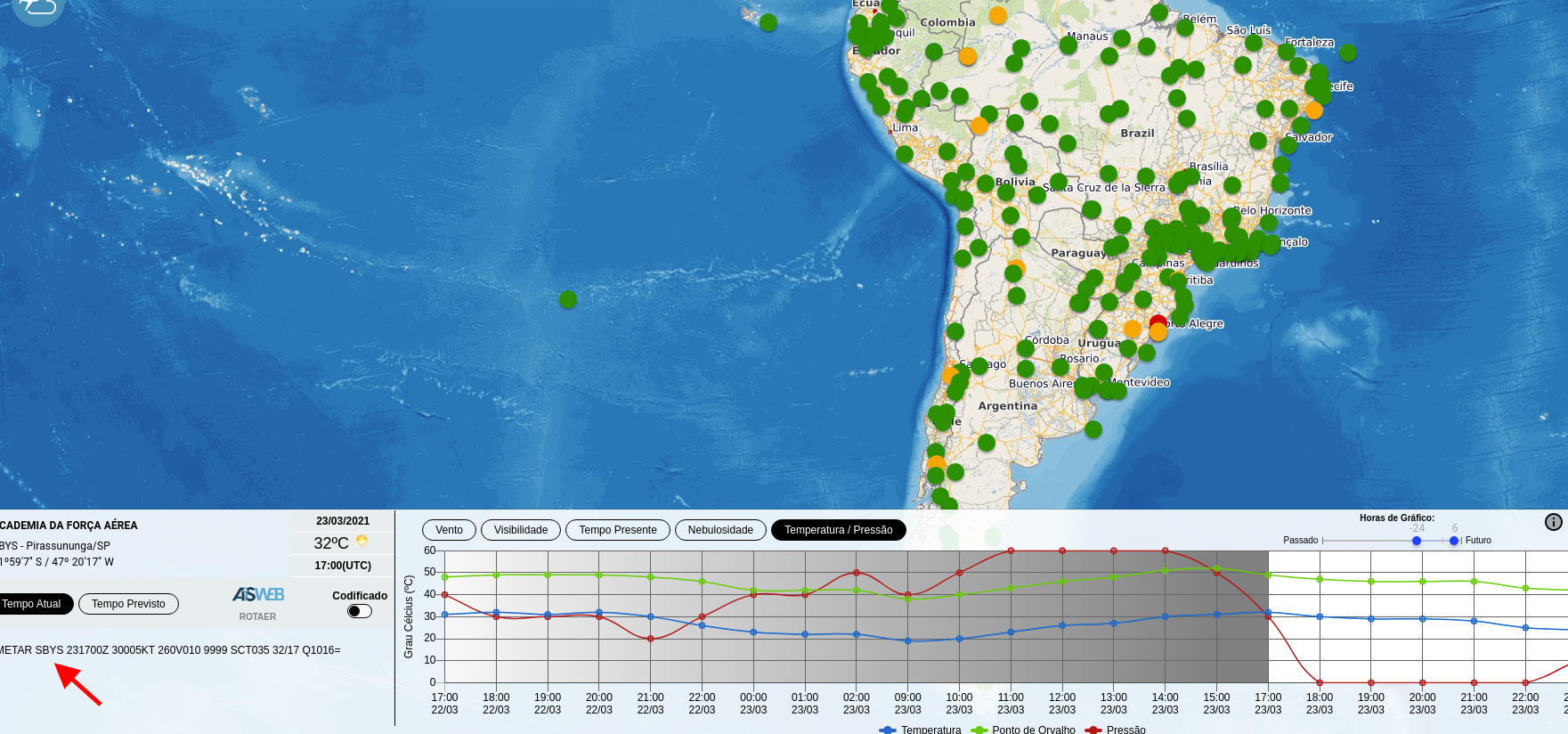Quais informações meteorológicas estão disponíveis para visualização na ...
