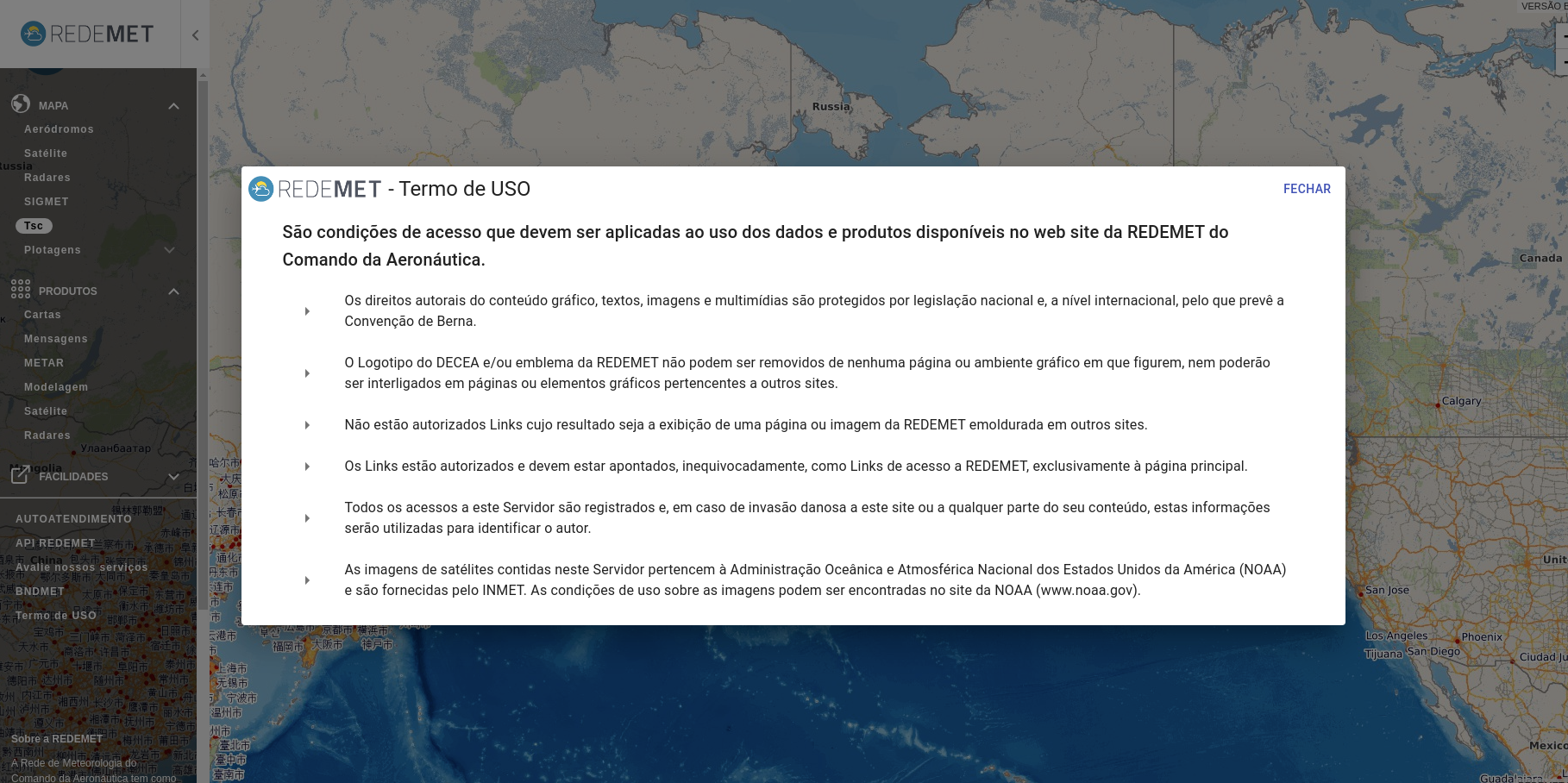 Quais são os termos de uso do sistema REDEMET? – Central de Ajuda DECEA