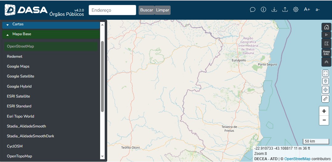 Quais são as mapas base disponíveis no DASA e como trocá-los? – Central ...